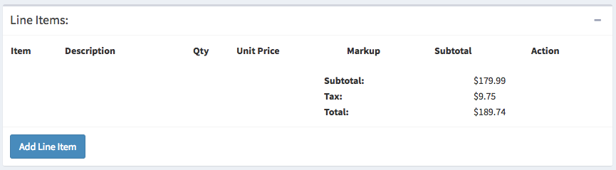 Line Items Panel | Hibbitts Auto Pro